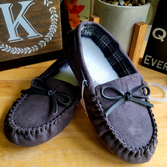 Target | Shoes | Target Boys Grey Faux Suede Moccasin Style Slippers ...